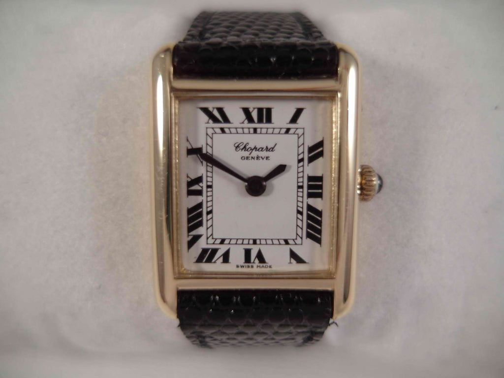 Chopard LUC Tank 18 k solid gold new lizard strap 2512 vintage 1979 ...