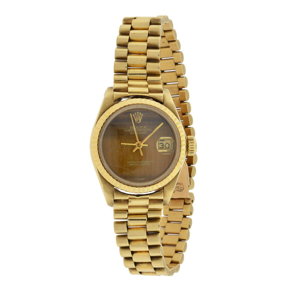 Rolex 18K President Tiger Eyes Face Ladies Wristwatch – Luxify Marketplace